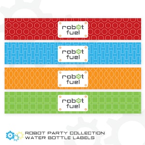 Robot Water Bottle Labels | Robot Fuel | Robot Birthday | Printable ...