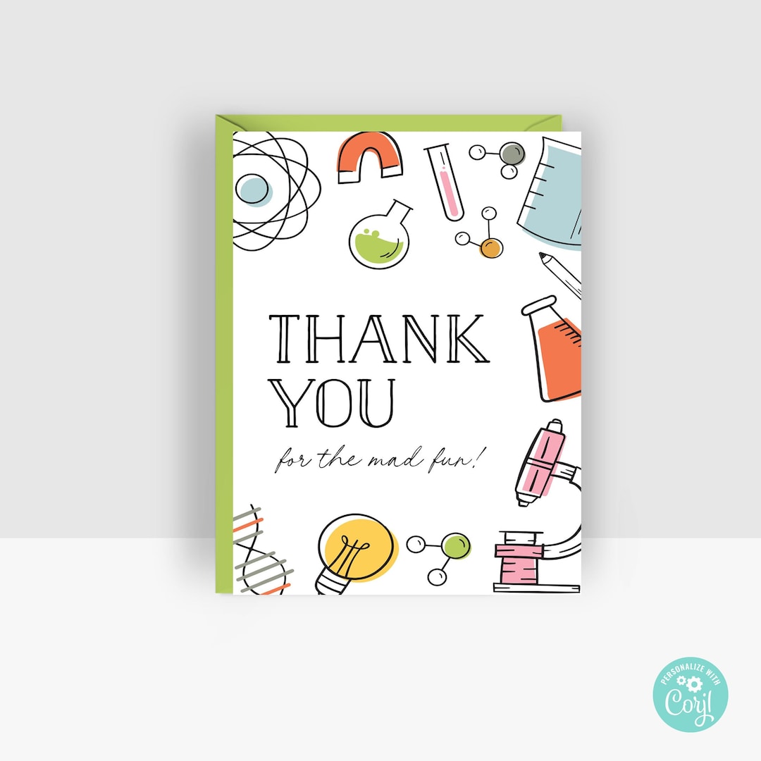 EDITABLE Science Thank You Card • Gift Card • Thank You Tag • Mad ...