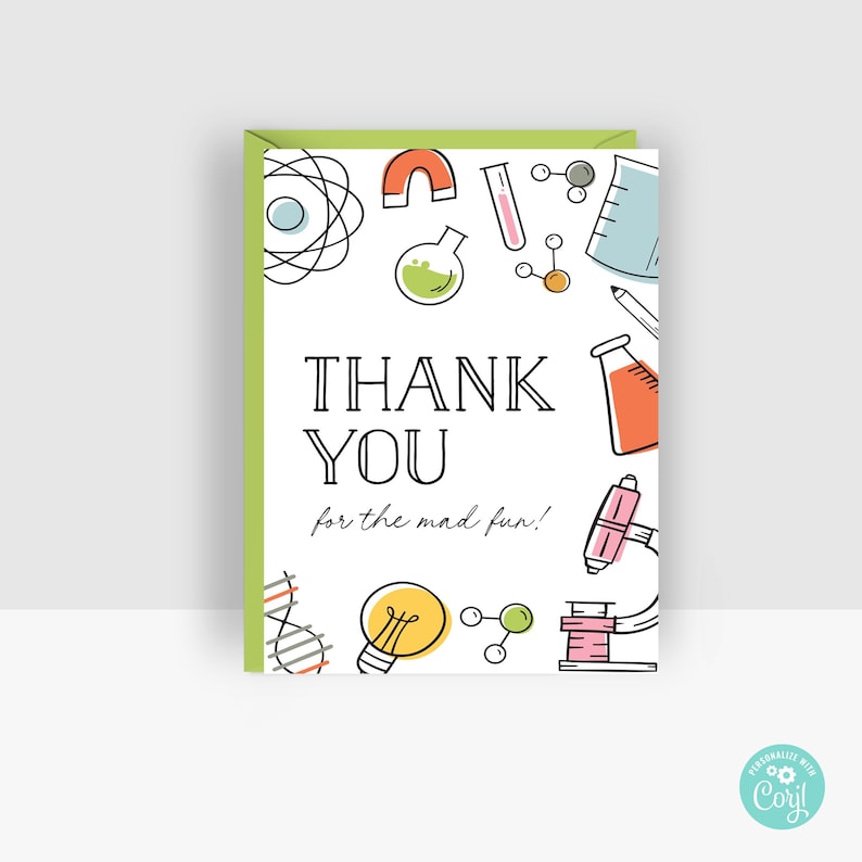 EDITABLE Science Thank You Card • Gift Card • Thank You Tag • Mad ...