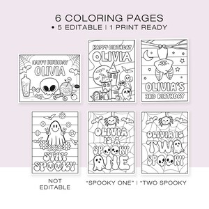 Halloween Birthday Party Coloring Pages • Girl Spooky One, Two Spooky ...