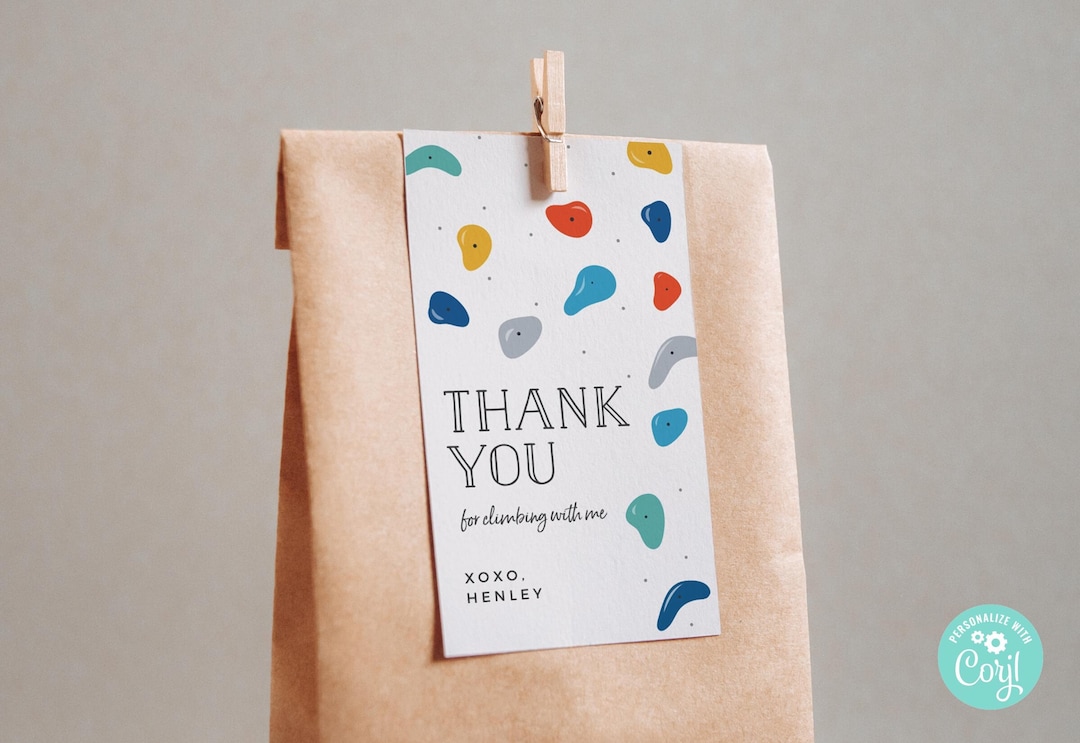EDITABLE Rock Climbing Thank You Tag • gift Tag, Climbing Favor Tag ...