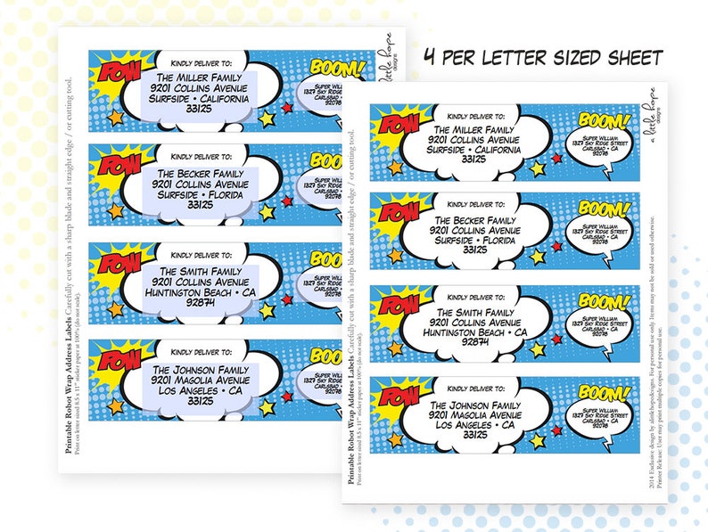 Superhero Return Address Label | Address Wrap | Superhero Birthday ...