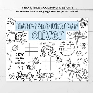 EDITABLE Bug Birthday Coloring • Insect Birthday Coloring Page ...