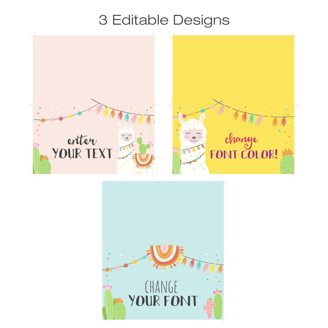 EDITABLE Printable Llama Food Tent | Llama Food Labels, Llama Place ...