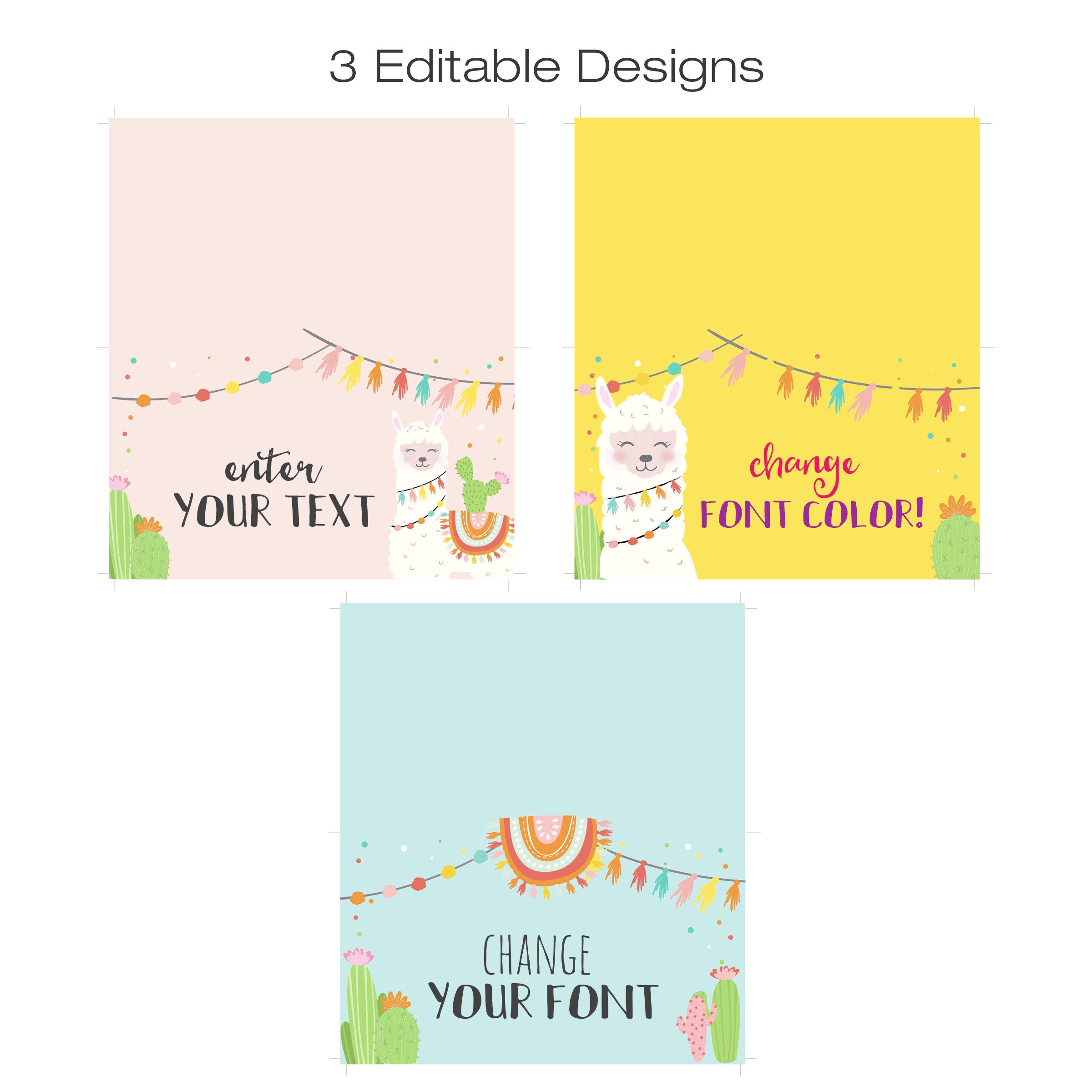 EDITABLE Printable Llama Food Tent | Llama Food Labels, Llama Place ...