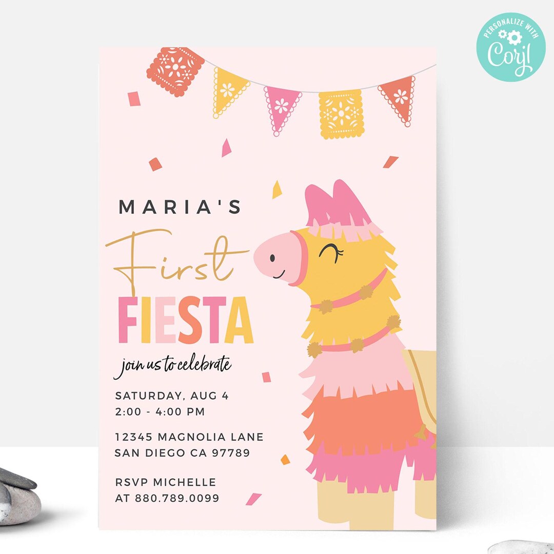 First Fiesta Birthday Invitation • Girl First Fiesta Invite • Modern ...