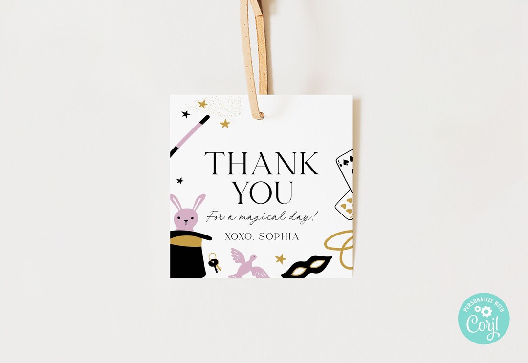 EDITABLE Magic Thank You Tag • Gift Tag • Favor Tag •, Magic Theme ...