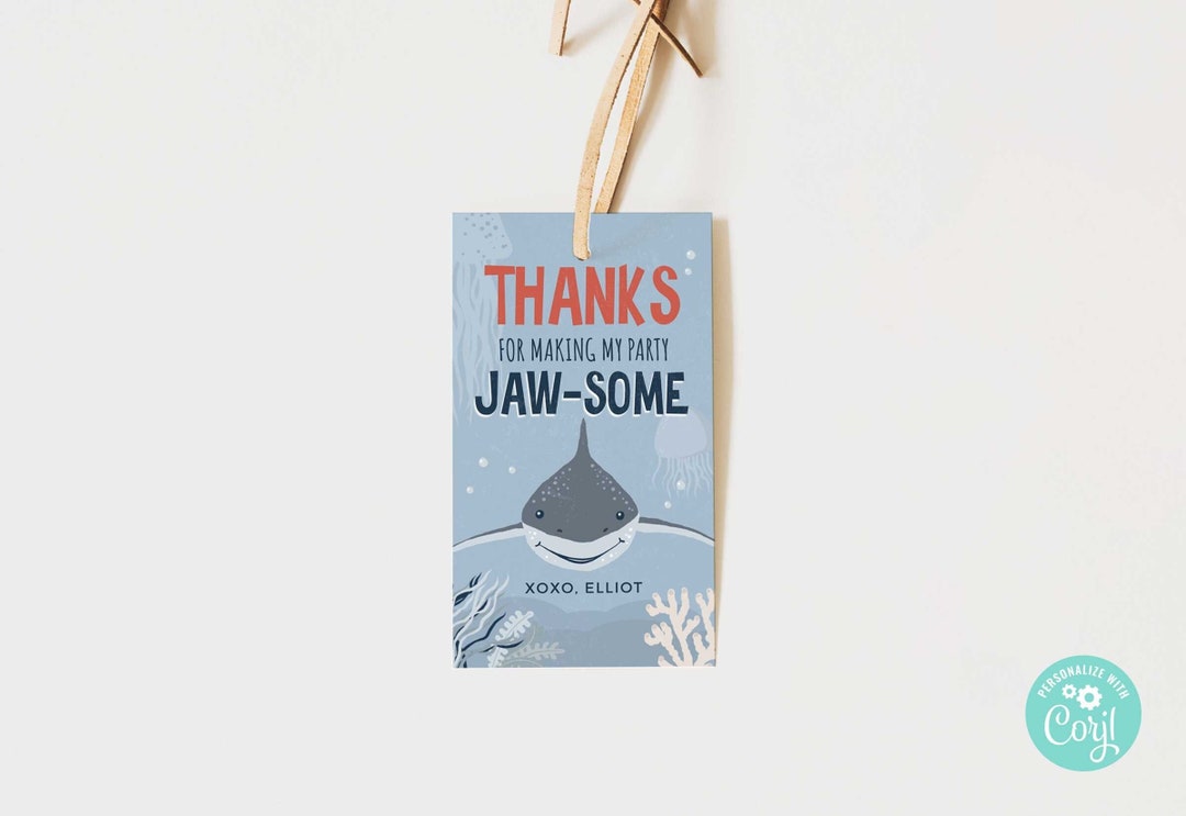 EDITABLE Shark Thank You Tag • Favor Tag • Fin-tastic, Jaw-some Time ...