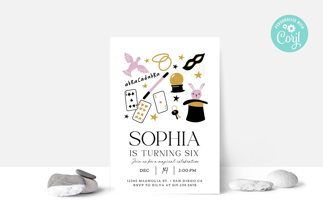 EDITABLE Magic Party Invitation, Magic Birthday Invitation, Magician ...