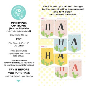 Llama Happy Birthday Banner and Bonus Editable Name Pennant / Llama ...