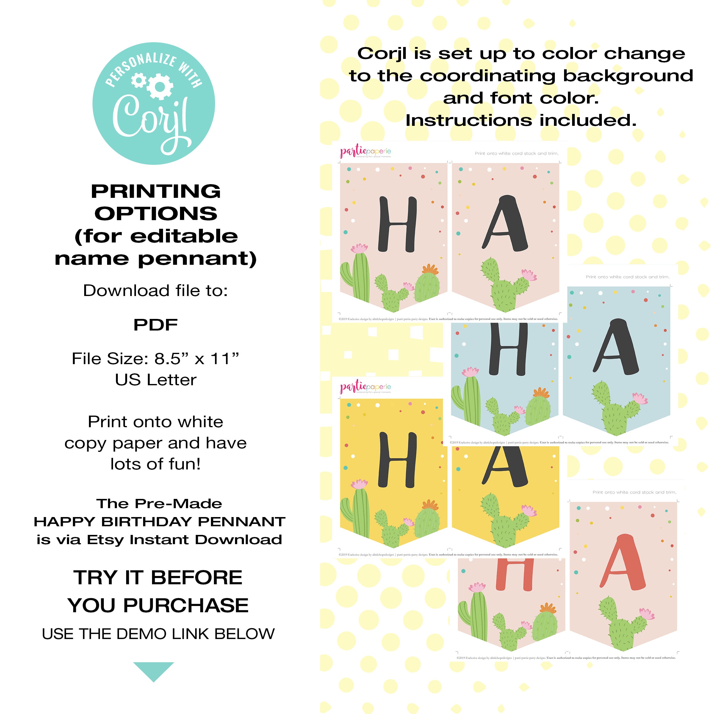 Llama Happy Birthday Banner and Bonus Editable Name Pennant / Llama ...