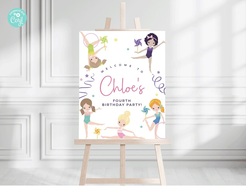 EDITABLE Gymnastics Party Welcome Poster Welcome Sign - Etsy