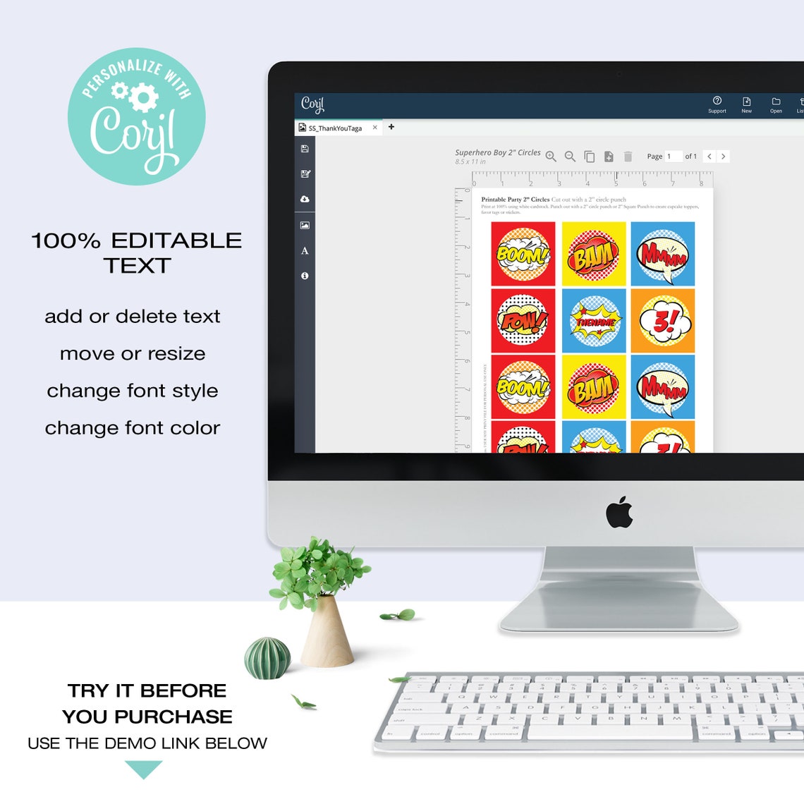 EDITABLE Printable Superhero 2 AND 4 Circles / - Etsy