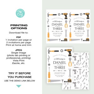 EDITABLE Builder Birthday Invitation, Handyman, Construction Invite ...