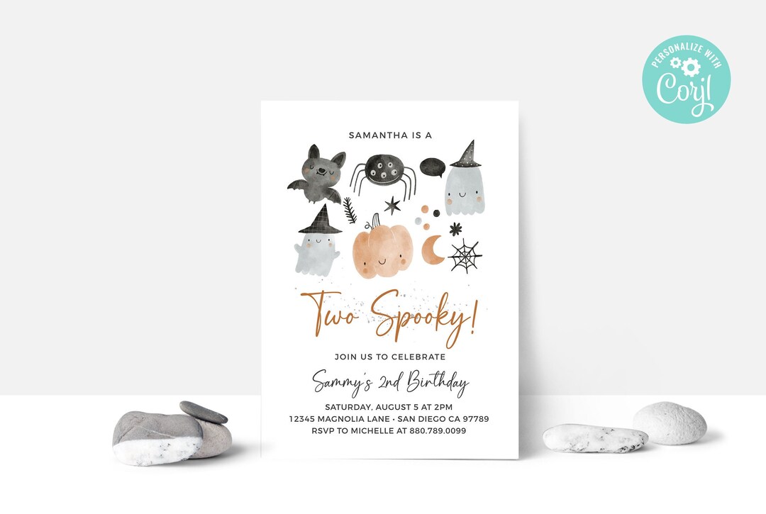 Two Spooky Birthday Invitation, Second Birthday Invitation, Halloween ...