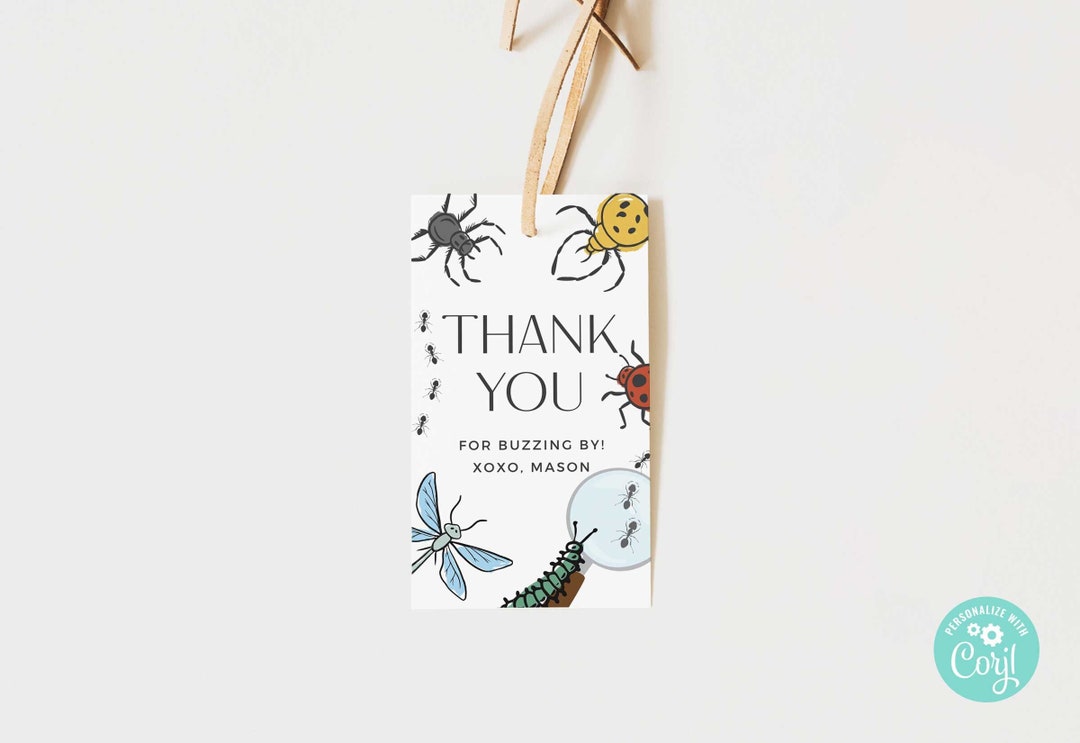 EDITABLE Insect Thank You Tag • Gift Tag • Favor Tag • Bug Thank You ...