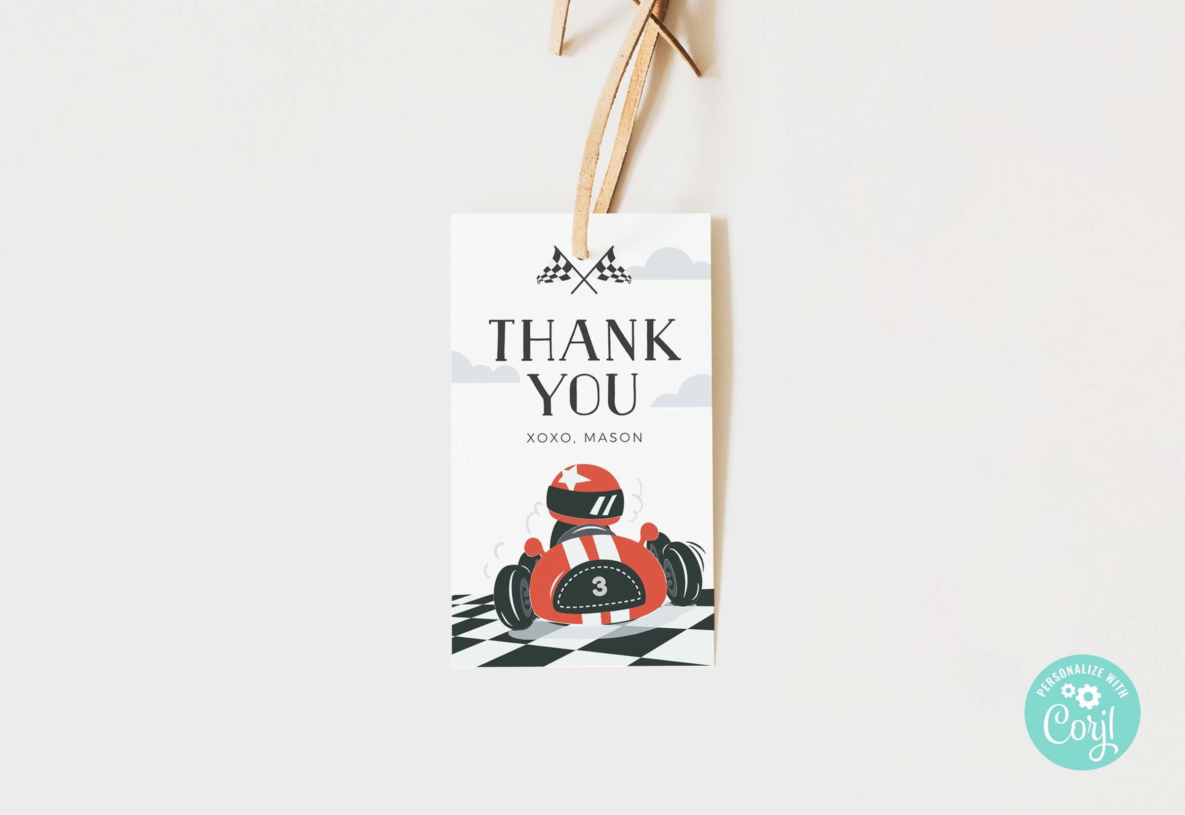 EDITABLE Race Car Thank You Tag Racer Thank Tag Favor Tag - Etsy