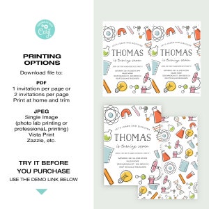 EDITABLE Science Birthday Party Invitation, Mad Science Party, Science ...