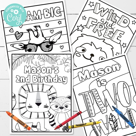 EDITABLE Two WILD Coloring Pages 4 Designs 8.5 X 11 - Etsy