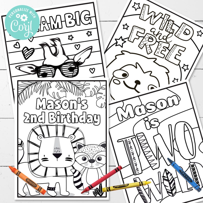 EDITABLE Two WILD Coloring Pages 4 Designs 8.5 X 11 - Etsy