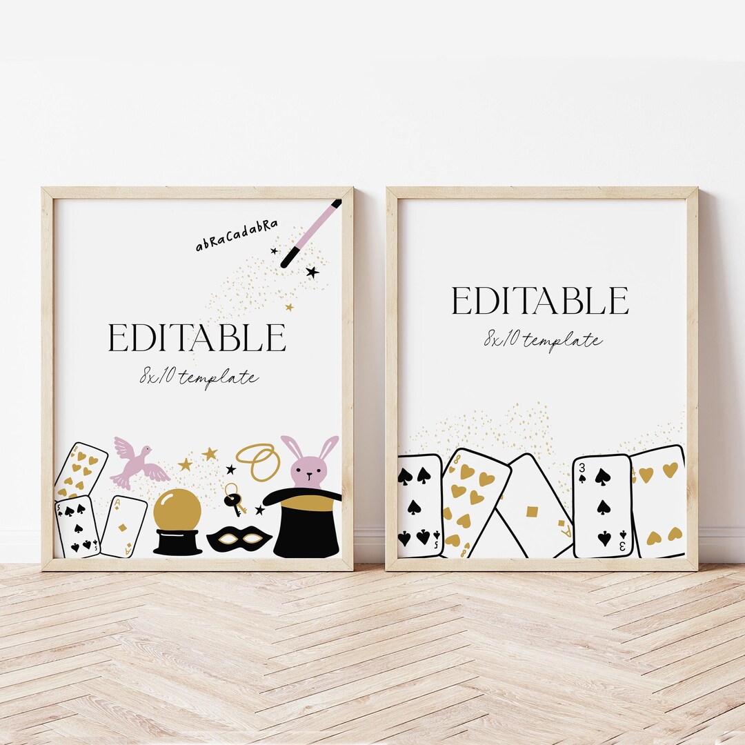EDITABLE Magic Party Signs, Magic Show Party Signs, Magic Themed Signs ...