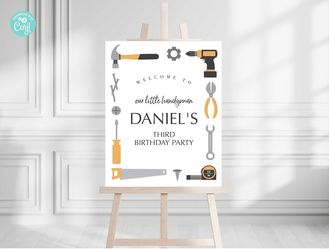 EDITABLE Builder Birthday Welcome Poster • Welcome Sign | 16x20, 18x24 ...