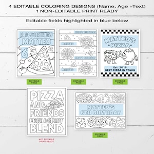 EDITABLE Pizza Party Coloring Pages • 5 Coloring Pages (4 Editable ...