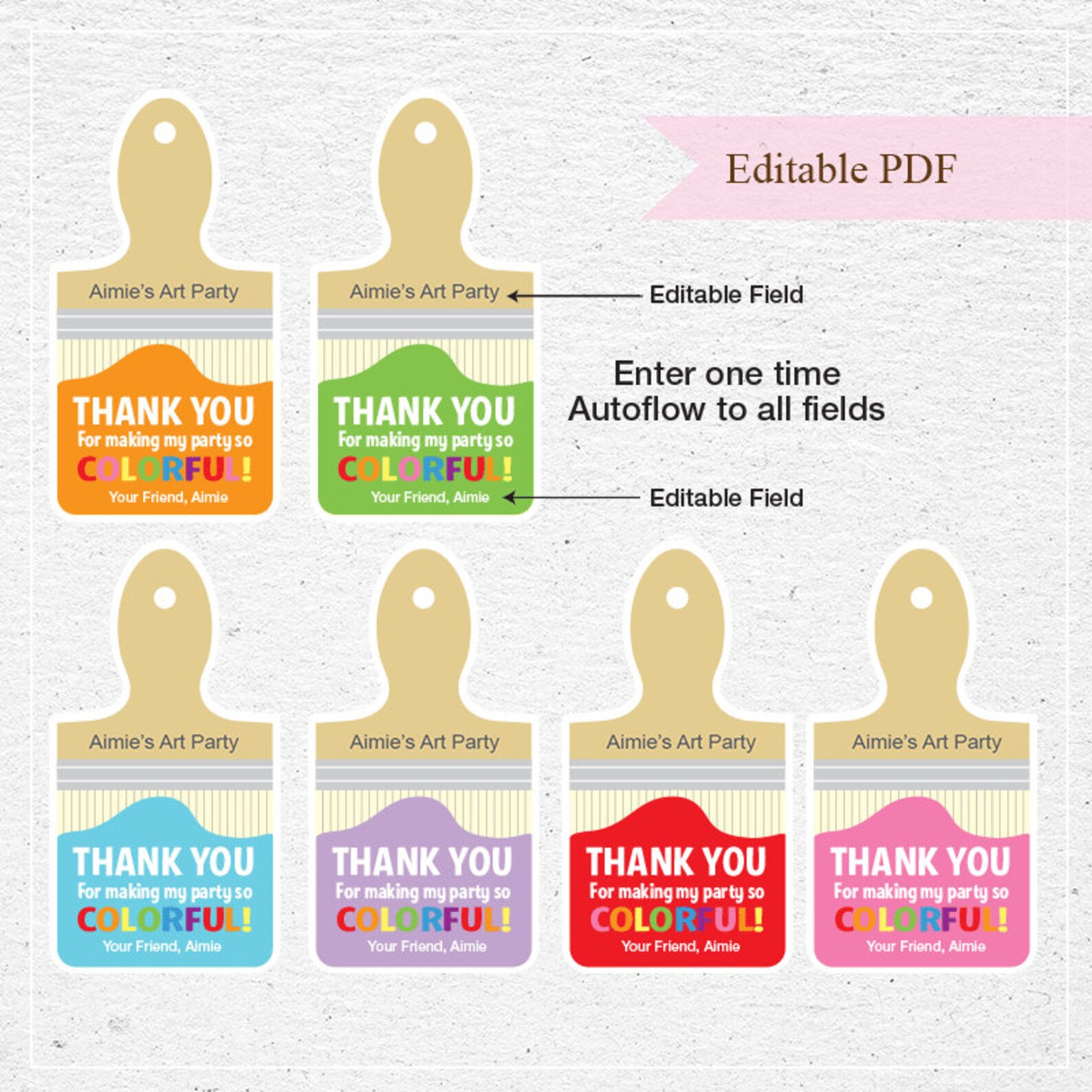 Editable Art Party Thank You Tags / Art Party Tags / Favor Tags ...