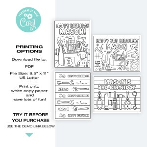 EDITABLE Builder Coloring Sheets • Handyman Coloring • Activity Sheets ...
