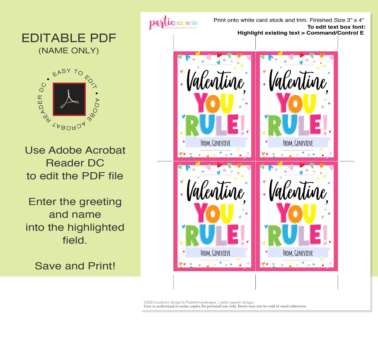 EDITABLE You Rule Valentine Card • Ruler Valentine | Classroom ...