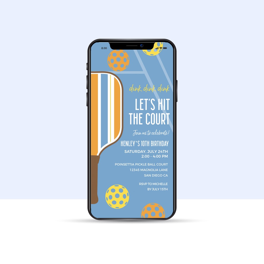 EDITABLE Pickleball Birthday Party Invitation EVITE Invitation, Phone ...