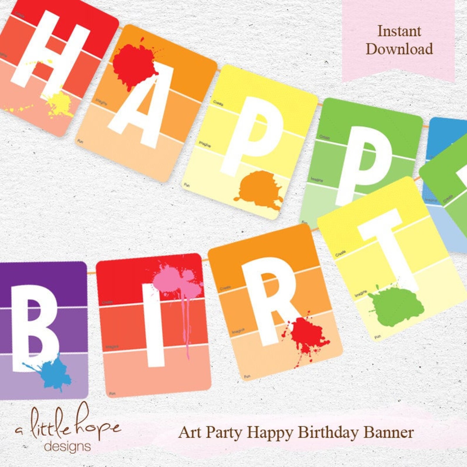 Art Party Happy Birthday Banner / Happy Birthday Pennant / DIY | Etsy