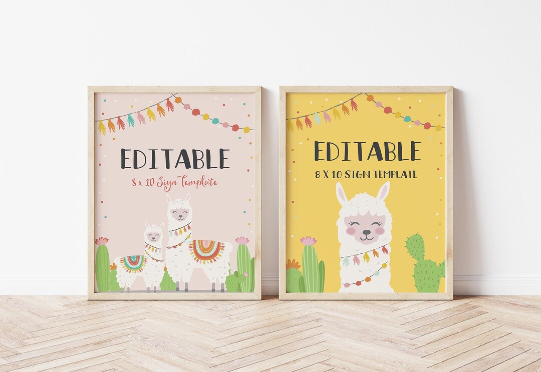EDITABLE Llama Party Signs • 2 Designs, 8x10 and 5x7 | Cactus Alpaca ...