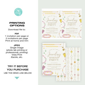 EDITABLE Jewelry Making Birthday Party Invitation • friendship Bracelet ...