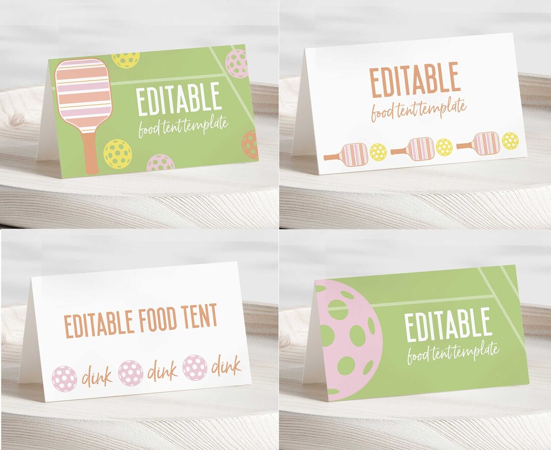 EDITABLE Pickleball Birthday Party Food Tents • Table Tents 4 Designs ...