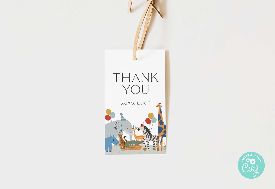 Editable Wild One Party Thank You Tag • Favor Tag | Two Wild Thank You ...