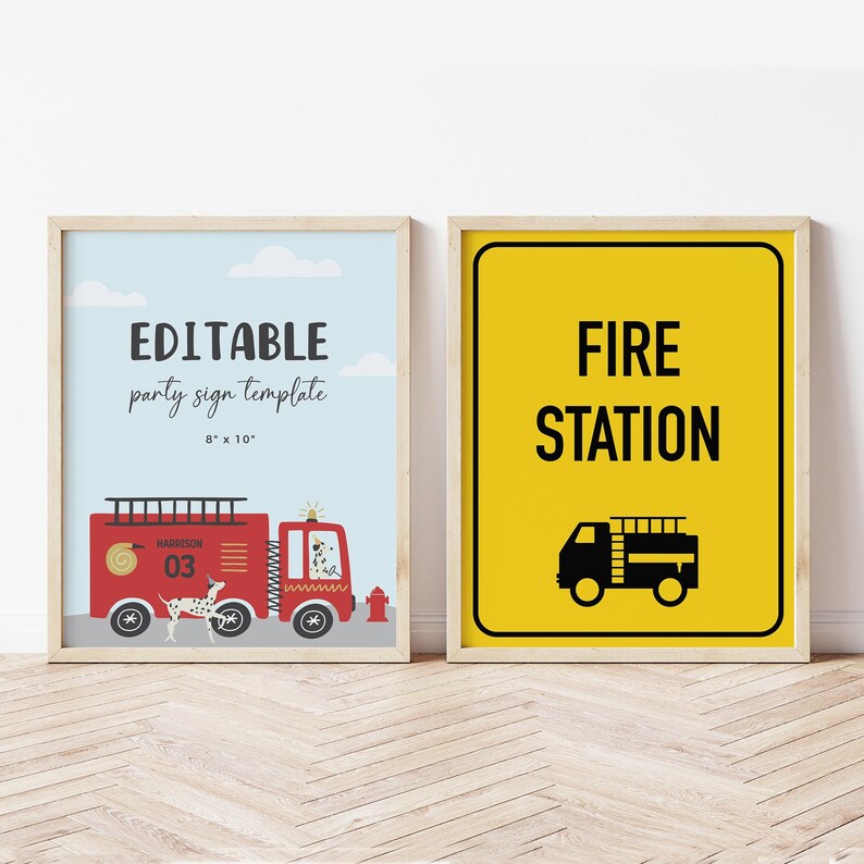 EDITABLE Fire Truck Party Sign Templates • Fireman, Firetruck, Fire ...