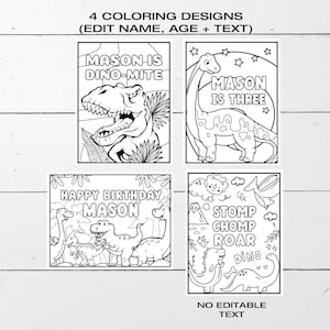 EDITABLE Dinosaur Party Coloring Pages • Dinosaur Coloring Sheets ...