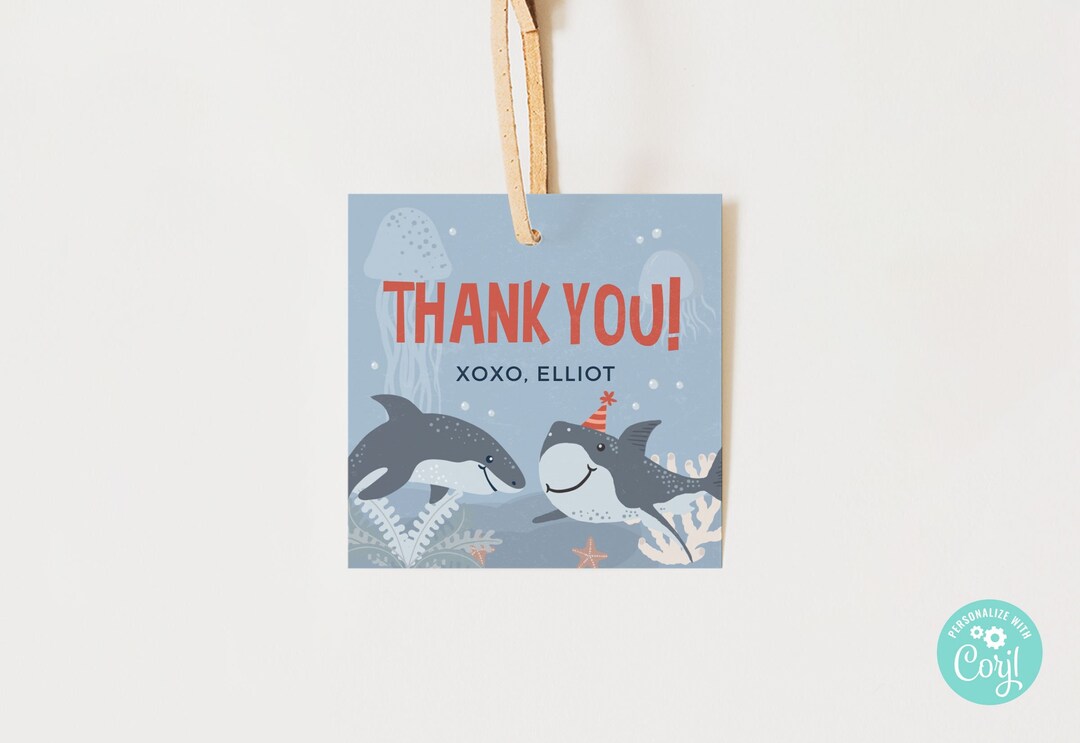 EDITABLE Shark Thank You Tag • Favor Tag • Fin-tastic, Jaw-some Time ...