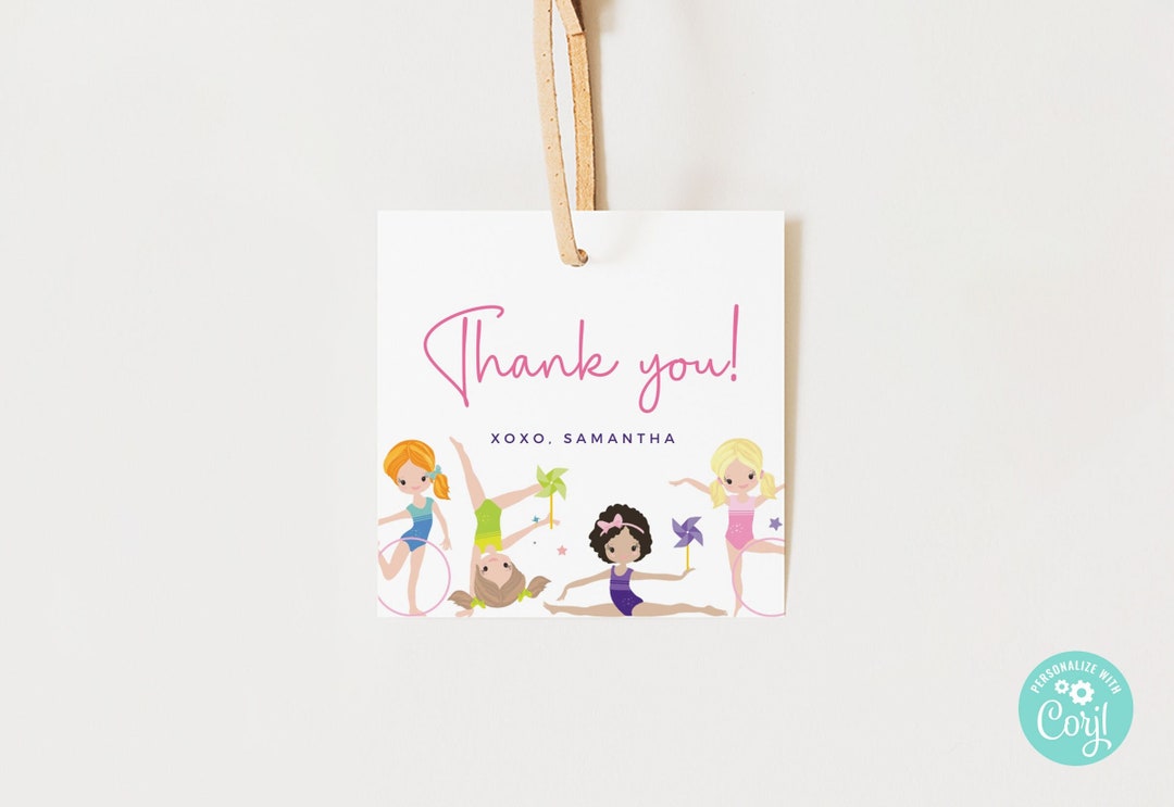 EDITABLE Gymnastics Thank You Tag | Favor Tag • Pinwheels • Gymnastics ...