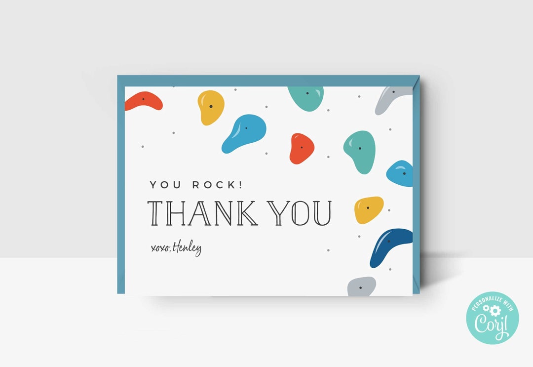 EDITABLE Rock Climbing Thank You Card note Card Stationery - Etsy