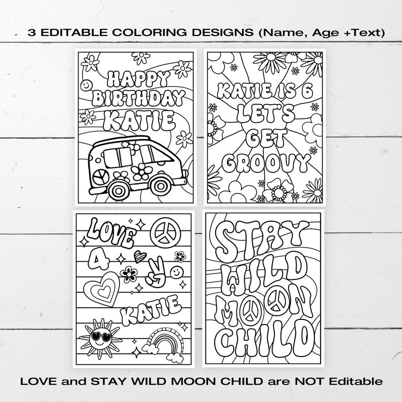 EDITABLE Groovy Girl • Groovy Coloring Pages • 4 Designs 8.5 X 11 ...