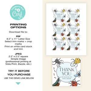 EDITABLE Insect Thank You Tag • Gift Tag • Favor Tag • Bug Thank You ...