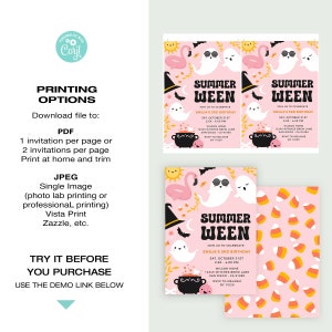 Summerween Birthday Invite, Summerween Party Invite, Spooky Summer ...