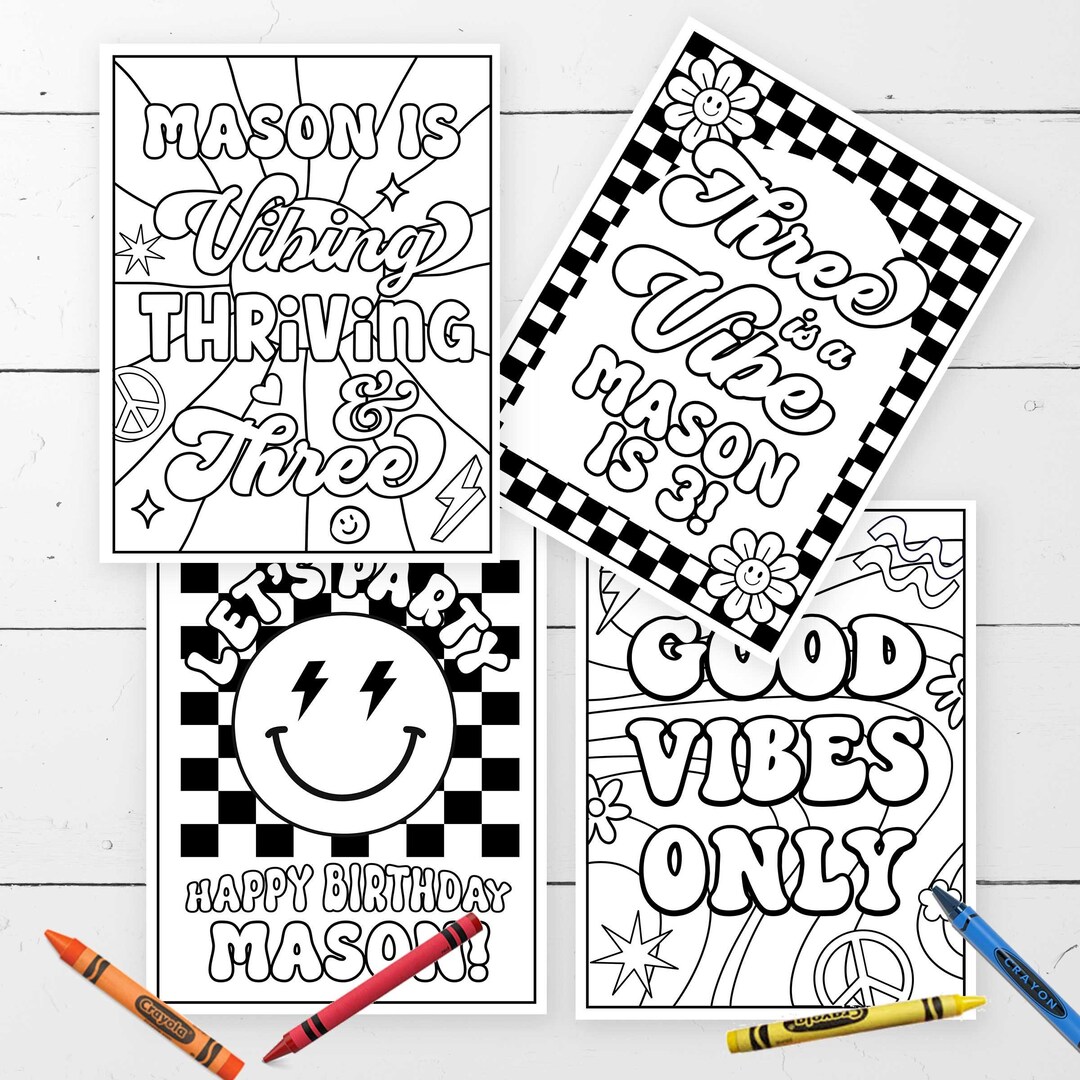 EDITABLE Cool | Vibing Thriving and Three Coloring Pages • 4 Designs 8. ...