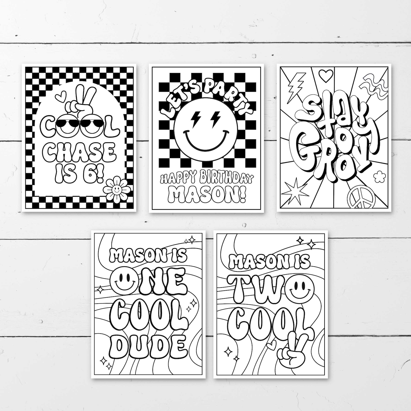 EDITABLE Cool | Cool Dude • Groovy Coloring Pages • 5 Designs 8.5 X 11 ...