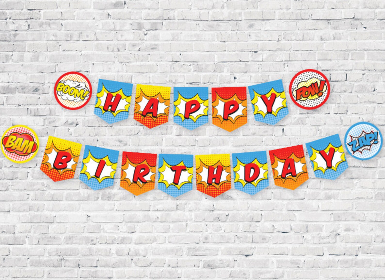 Superhero Happy Birthday Banner / Sign / Pennant / Superhero - Etsy