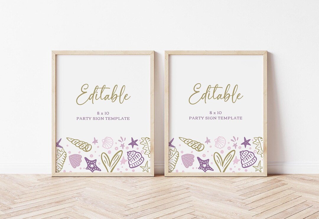 EDITABLE Sea Shell Birthday Party Signs 8" X 10" • Shellabration Party ...