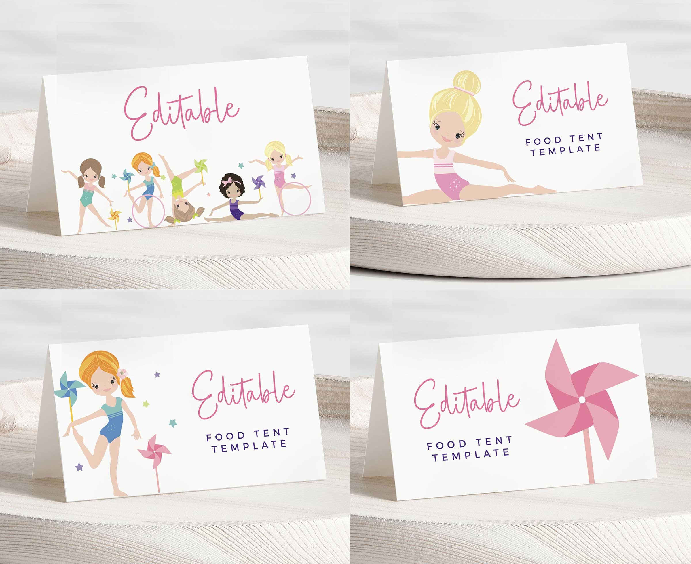 EDITABLE Gymnastics Party Food Tents Table Tents 4 Designs - Etsy