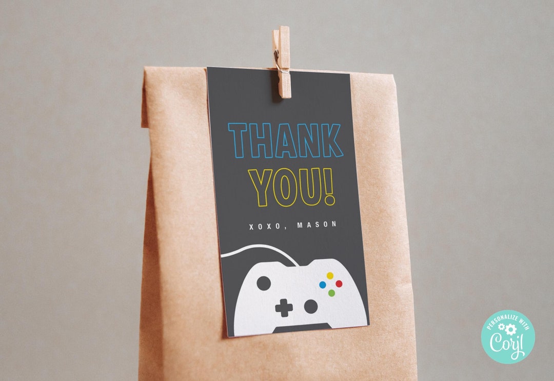 EDITABLE Video Game Thank You Tag • Favor Tag, Gaming, Game Truck, Game ...